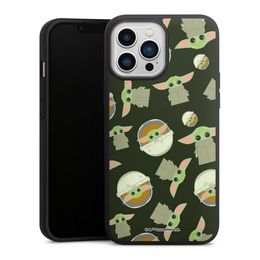 DeinDesign iPhone 13 Pro Max Handy Premium Silikon H&uuml;lle Handyh&uuml;lle schwarz Case Official Licensed Product Star Wars Muster Baby Yoda Silikon Premium Case