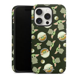 DeinDesign iPhone 15 Pro Handy Panzer Handyh&uuml;lle robuste Outdoor H&uuml;lle Schutzh&uuml;lle matt Official Licensed Product Star Wars Muster Baby Yoda Tough Case