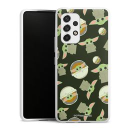 DeinDesign Galaxy A53 5G Handy Silikon H&uuml;lle Case wei&szlig; Handyh&uuml;lle Official Licensed Product Baby Yoda Star Wars Muster Silikon Case