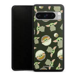DeinDesign Google Pixel 8 Pro Handy Premium Silikon H&uuml;lle Handyh&uuml;lle schwarz Case Official Licensed Product Star Wars Muster Baby Yoda Silikon Premium Case