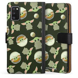 DeinDesign Galaxy A41 Handy Klapph&uuml;lle Handyh&uuml;lle aus Kunst Leder schwarz Flip Case Official Licensed Product Star Wars Muster Baby Yoda Sideflip mit Lasche