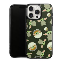DeinDesign iPhone 15 Pro Max Handy Silikon H&uuml;lle Case schwarz Handyh&uuml;lle Official Licensed Product Star Wars Muster Baby Yoda