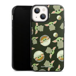 DeinDesign iPhone 13 Mini Handy Slim Case extra d&uuml;nn Silikon Handyh&uuml;lle schwarz H&uuml;lle Official Licensed Product Star Wars Muster Baby Yoda Silikon Slim Case