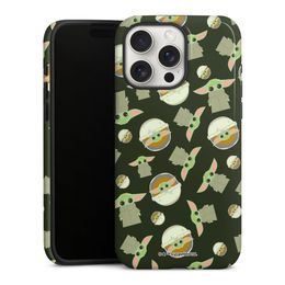 DeinDesign iPhone 15 Pro Max Handy Panzer Handyh&uuml;lle robuste Outdoor H&uuml;lle Schutzh&uuml;lle gl&auml;nzend Official Licensed Product Star Wars Muster Baby Yoda Tough Case