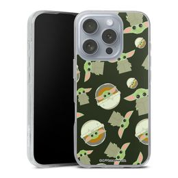 DeinDesign iPhone 16 Pro Handy Silikon H&uuml;lle Case transparent Handyh&uuml;lle Official Licensed Product Star Wars Muster Baby Yoda Silikon Case