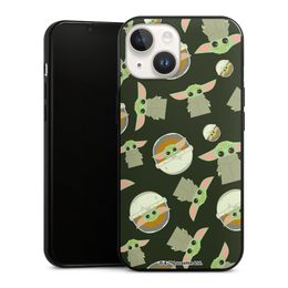 DeinDesign iPhone 14 Handy Slim Case extra d&uuml;nn Silikon Handyh&uuml;lle schwarz H&uuml;lle Official Licensed Product Star Wars Muster Baby Yoda Silikon Slim Case