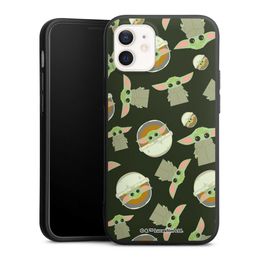 DeinDesign iPhone 12 mini Handy Premium Silikon H&uuml;lle Handyh&uuml;lle schwarz Case Official Licensed Product Star Wars Muster Baby Yoda Silikon Premium Case