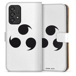 DeinDesign Galaxy A33 5G Handy Klapph&uuml;lle Handyh&uuml;lle aus Kunst Leder wei&szlig; Flip Case Sharingan Naruto Shippuden Jutsu Sideflip mit Lasche