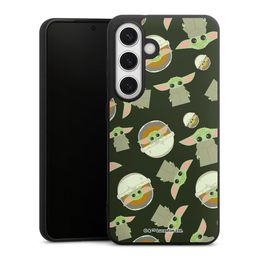 DeinDesign Galaxy S24 Handy Premium Silikon H&uuml;lle Handyh&uuml;lle schwarz Case Official Licensed Product Star Wars Muster Baby Yoda Silikon Premium Case