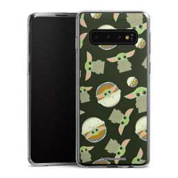 DeinDesign Galaxy S10 Handy Slim Case Silikon Handyh&uuml;lle transparent H&uuml;lle extra d&uuml;nn Official Licensed Product Star Wars Muster Baby Yoda Silikon Slim Case