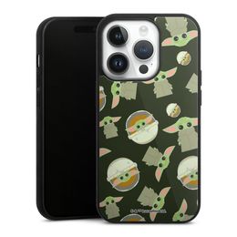 DeinDesign iPhone 14 Pro Handy Gallery Case Handyh&uuml;lle 9H Geh&auml;rtetes Glas R&uuml;ckseite H&uuml;lle Official Licensed Product Star Wars Muster Baby Yoda Gallery Case