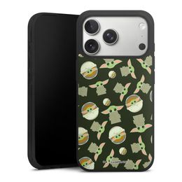 DeinDesign iPhone 17 Pro Max Handy Premium Silikon H&uuml;lle Handyh&uuml;lle schwarz Case Official Licensed Product Star Wars Muster Baby Yoda Silikon Premium Case