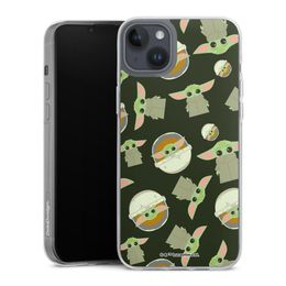 DeinDesign iPhone 14 Plus Handy Silikon H&uuml;lle Case transparent Handyh&uuml;lle Official Licensed Product Star Wars Muster Baby Yoda Silikon Case