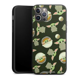 DeinDesign iPhone 12 Pro Handy Premium Silikon H&uuml;lle Handyh&uuml;lle schwarz Case Official Licensed Product Star Wars Muster Baby Yoda Silikon Premium Case