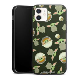 DeinDesign iPhone 12 Handy Premium Silikon H&uuml;lle Handyh&uuml;lle schwarz Case Official Licensed Product Star Wars Muster Baby Yoda Silikon Premium Case