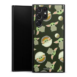 DeinDesign Galaxy S22 Ultra Handy Silikon H&uuml;lle Case schwarz Handyh&uuml;lle Official Licensed Product Star Wars Muster Baby Yoda