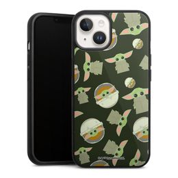 DeinDesign iPhone 14 Handy Gallery Case Handyh&uuml;lle 9H Geh&auml;rtetes Glas R&uuml;ckseite H&uuml;lle Official Licensed Product Star Wars Muster Baby Yoda Gallery Case