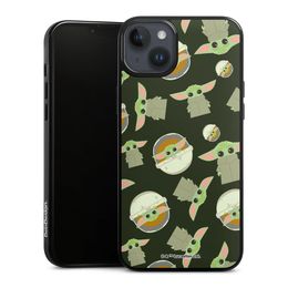 DeinDesign iPhone 14 Plus Handy Silikon H&uuml;lle Case schwarz Handyh&uuml;lle Official Licensed Product Star Wars Muster Baby Yoda
