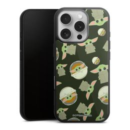 DeinDesign iPhone 16 Pro Handy Gallery Case Handyh&uuml;lle 9H Geh&auml;rtetes Glas R&uuml;ckseite H&uuml;lle Official Licensed Product Star Wars Muster Baby Yoda Gallery Case