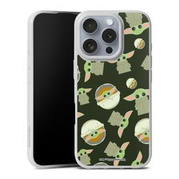 DeinDesign iPhone 16 Pro Handy Silikon H&uuml;lle Case wei&szlig; Handyh&uuml;lle Official Licensed Product Star Wars Muster Baby Yoda Silikon Case