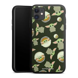 DeinDesign iPhone 11 Handy Premium Silikon H&uuml;lle Handyh&uuml;lle schwarz Case Official Licensed Product Star Wars Muster Baby Yoda Silikon Premium Case