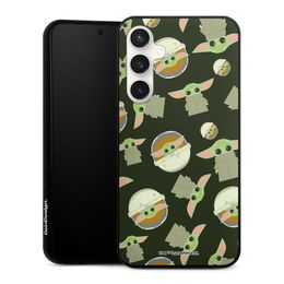 DeinDesign Galaxy S23 FE Handy Silikon H&uuml;lle Case schwarz Handyh&uuml;lle Official Licensed Product Star Wars Muster Baby Yoda