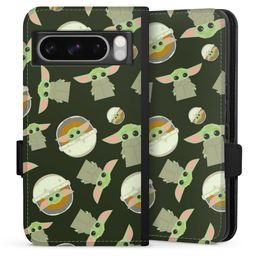 DeinDesign Google Pixel 8 Pro Handy Klapph&uuml;lle Handyh&uuml;lle aus Kunst Leder schwarz Flip Case Official Licensed Product Star Wars Muster Baby Yoda Sideflip mit 
