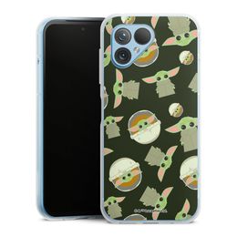 DeinDesign Fairphone 5 Handy Silikon H&uuml;lle Case transparent Handyh&uuml;lle Official Licensed Product Star Wars Muster Baby Yoda Silikon Case