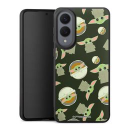 DeinDesign Galaxy S25 Edge Handy Premium Silikon H&uuml;lle Handyh&uuml;lle schwarz Case Official Licensed Product Star Wars Muster Baby Yoda Silikon Premium Case