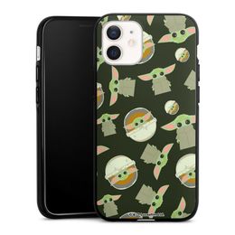 DeinDesign iPhone 12 Handy Silikon H&uuml;lle Case schwarz Handyh&uuml;lle Official Licensed Product Star Wars Muster Baby Yoda