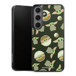 DeinDesign Galaxy S25 Handy Slim Case extra d&uuml;nn Silikon Handyh&uuml;lle schwarz H&uuml;lle Official Licensed Product Star Wars Muster Baby Yoda Silikon Slim Case