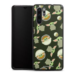 DeinDesign Huawei P30 Pro Handy Silikon H&uuml;lle Case schwarz Handyh&uuml;lle Official Licensed Product Star Wars Muster Baby Yoda