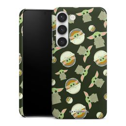 DeinDesign Galaxy S23 Handy Premium Case Smartphone Handyh&uuml;lle Schutzh&uuml;lle gl&auml;nzend Official Licensed Product Star Wars Muster Baby Yoda Premium Case