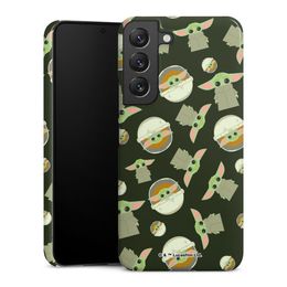 DeinDesign Galaxy S22 Handy Premium Case Smartphone Handyh&uuml;lle Schutzh&uuml;lle gl&auml;nzend Official Licensed Product Star Wars Muster Baby Yoda Premium Case