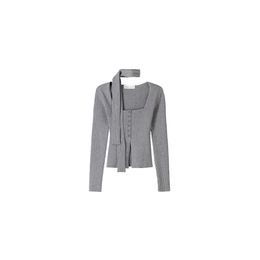 Bershka Strickjacke mit Schal Damen Gr&ouml;&szlig;e XS grau