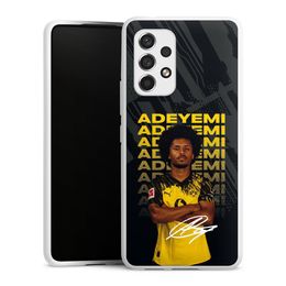 DeinDesign Galaxy A53 5G Handy Silikon H&uuml;lle Case wei&szlig; Handyh&uuml;lle Karim Adeyemi Borussia Dortmund Bvb Silikon Case