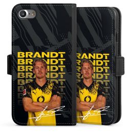 DeinDesign iPhone SE (2020) Handy Klapph&uuml;lle Handyh&uuml;lle aus Kunst Leder schwarz Flip Case Borussia Dortmund Bvb Julian Brandt Sideflip mit Lasche