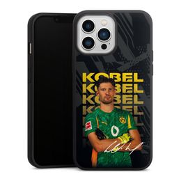 DeinDesign iPhone 13 Pro Max Handy Premium Silikon H&uuml;lle Handyh&uuml;lle schwarz Case Borussia Dortmund Gregor Kobel Bvb Silikon Premium Case
