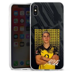 DeinDesign iPhone Xs Max Handy Silikon H&uuml;lle Case transparent Handyh&uuml;lle Borussia Dortmund Nico Schlotterbeck Bvb Silikon Case