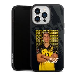 DeinDesign iPhone 13 Pro Handy Premium Silikon H&uuml;lle Handyh&uuml;lle schwarz Case Borussia Dortmund Nico Schlotterbeck Bvb Silikon Premium Case