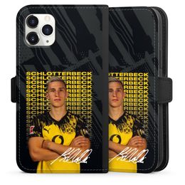 DeinDesign iPhone 11 Pro Handy Klapph&uuml;lle Handyh&uuml;lle aus Kunst Leder schwarz Flip Case Bvb Nico Schlotterbeck Borussia Dortmund Sideflip mit Lasche