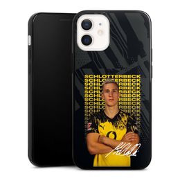DeinDesign iPhone 12 mini Handy Slim Case extra d&uuml;nn Silikon Handyh&uuml;lle schwarz H&uuml;lle Borussia Dortmund Nico Schlotterbeck Bvb Silikon Slim Case