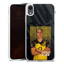 DeinDesign iPhone Xr Handy Silikon H&uuml;lle Case wei&szlig; Handyh&uuml;lle Borussia Dortmund Nico Schlotterbeck Bvb Silikon Case