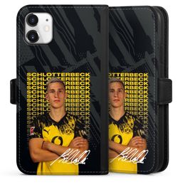 DeinDesign iPhone 11 Handy Klapph&uuml;lle Handyh&uuml;lle aus Kunst Leder schwarz Flip Case Bvb Nico Schlotterbeck Borussia Dortmund Sideflip mit Lasche