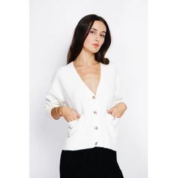 ASSUILI Kaschmir-Cardigan in Wei&szlig; - 73% | Gr&ouml;&szlig;e 40 | Damen-pullover-cardigans