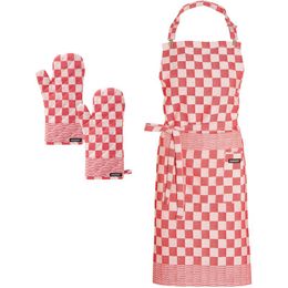 DDDDD Kochsch&uuml;rze &raquo;Barbeque&laquo; Set, bestehend aus 1x Kochsch&uuml;rze + 2x Ofenhandschuh, 3 Stk. rot Obermaterial: 100% Baumwolle. F&uuml;llung: 100% Polyester 0