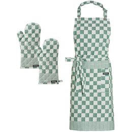 DDDDD Kochsch&uuml;rze &raquo;Barbeque&laquo; Set, bestehend aus 1x Kochsch&uuml;rze + 2x Ofenhandschuh, 3 Stk. gr&uuml;n Obermaterial: 100% Baumwolle. F&uuml;llung: 100% Polyester 0