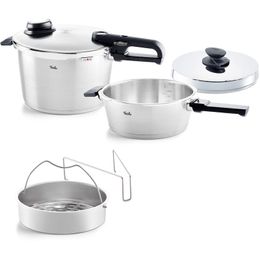 Fissler Schnellkochtopf &raquo;Vitavit Premium&laquo; Set, Schnellkochtopf 8, 0 l + Schnellbratpfanne 4, 0 l + Zusatzdeckel, 2 Stk. tlg. Edelstahl 18/10...