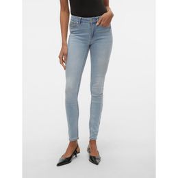 V&eacute;ro Moda Vero Moda Damen Skinny-fit-Jeans &raquo;VMFLASH MR SKINNY JEANS LI3102 GA NOOS&laquo; Baumwollmischung mit Stretch, regular waist, skinny fit blau XS (34), L&auml;nge 