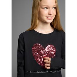 Bruno Banani M&auml;dchen Langarmshirt &raquo;WENDEN-Pailletten - Glitzerherz&laquo; F&uuml;r TEENS. Cooles Paillettenshirt 128/134